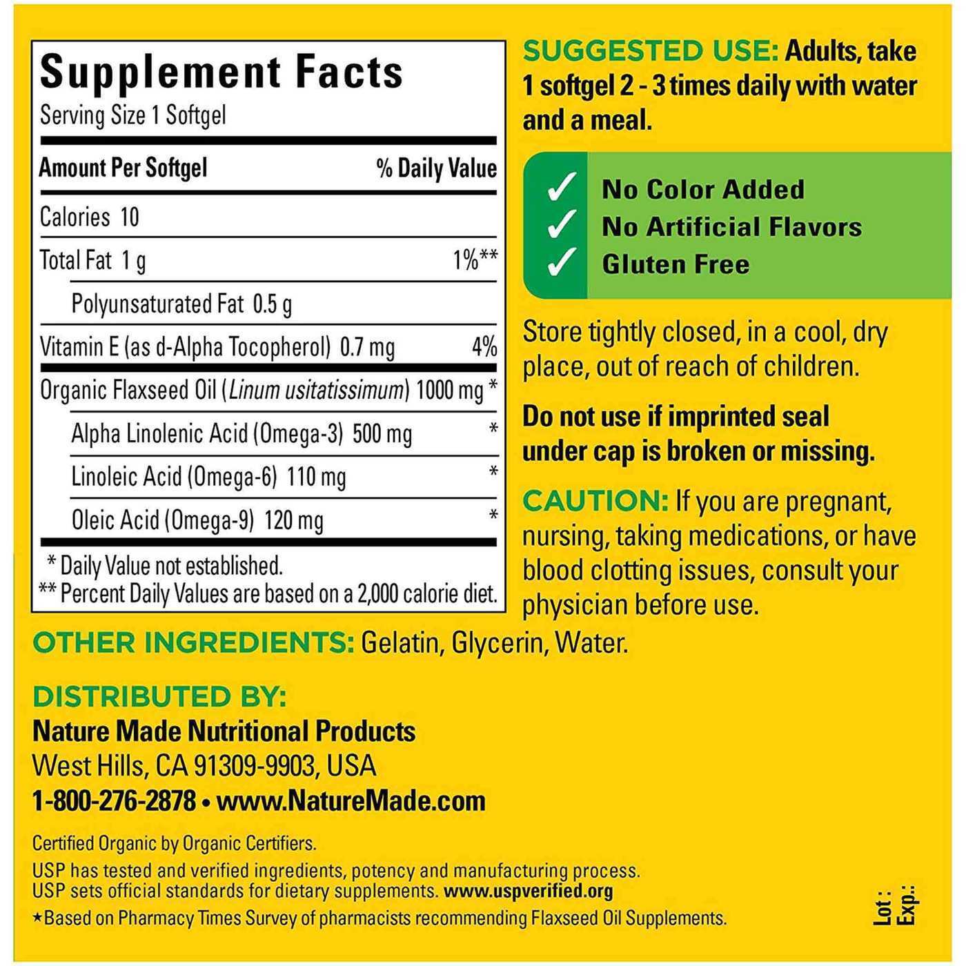 Comprar Nature Made, Óleo de Linhaça - 1000 mg - 180 Cápsulas em Gel ...