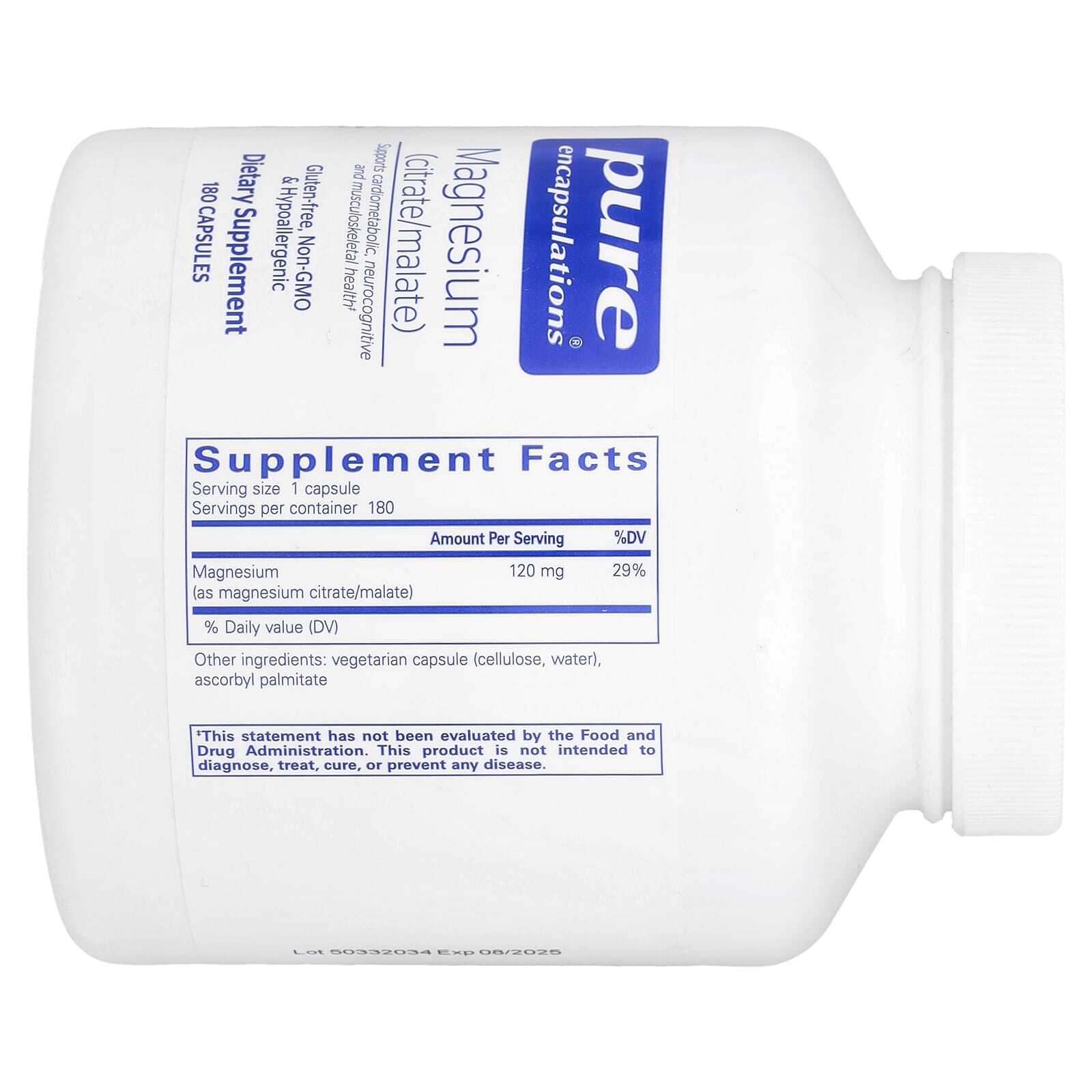 Comprar Pure Encapsulations Magnésio (Citrato/Malato) 180 Cápsulas ...
