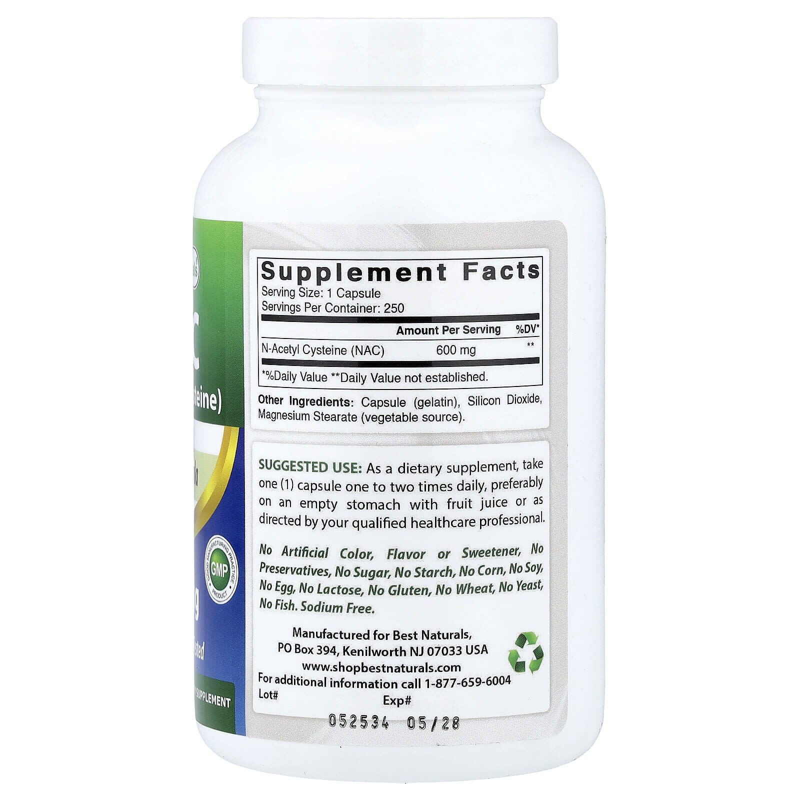 Comprar Best Naturals NAC 600 mg 250 Cápsulas preço no Brasil loja ...