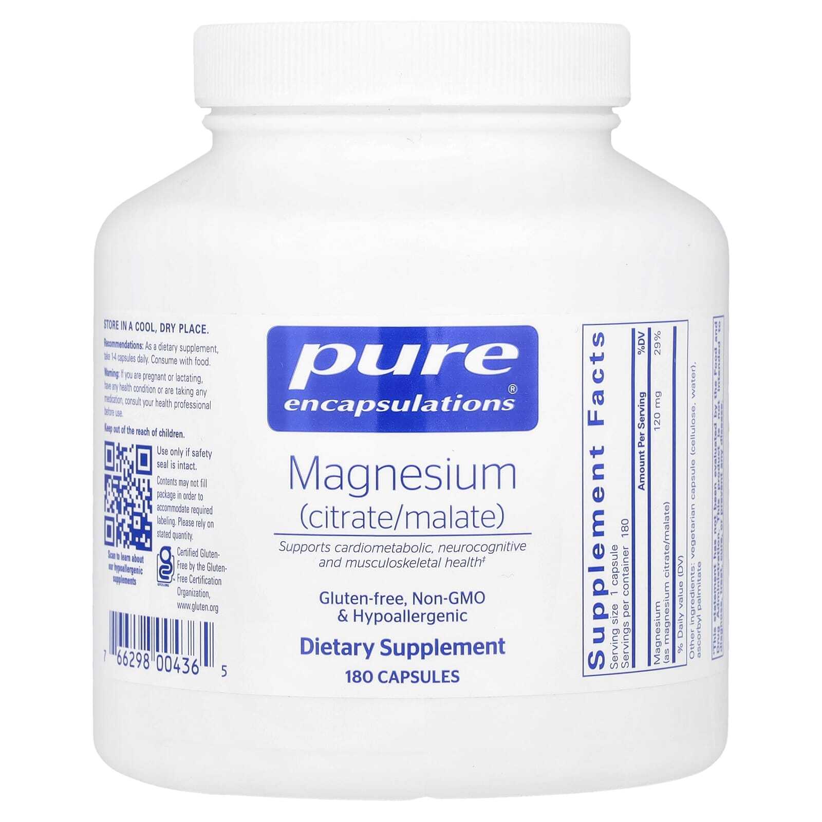 Comprar Pure Encapsulations Magnésio (Citrato/Malato) 180 Cápsulas ...